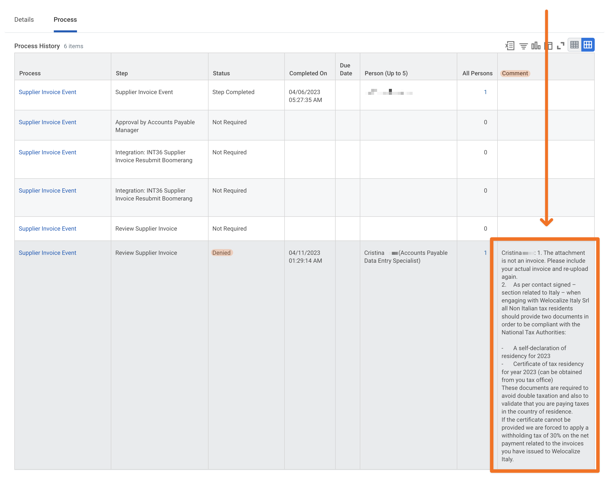 Workday: Denied Invoice – Welocalize