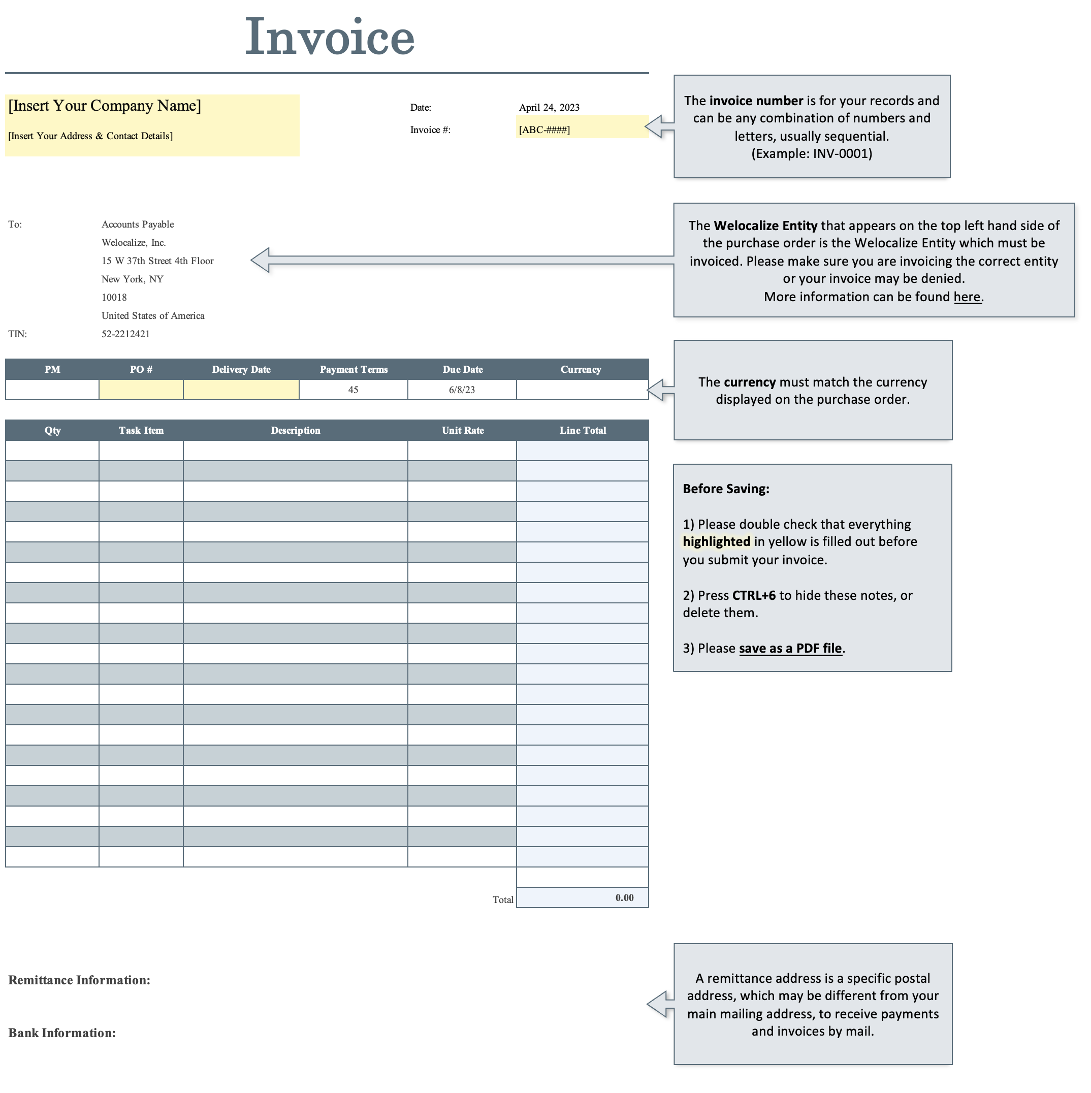 Invoicing to Welocalize GMBH (Germany) – Welocalize