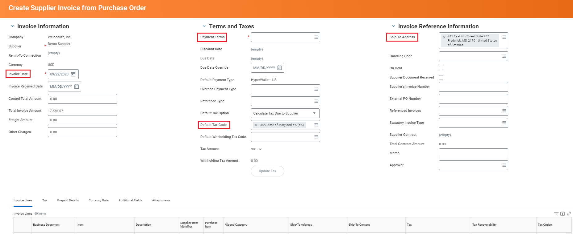 Workday: Creating Your Invoice From a Purchase Order – Welocalize