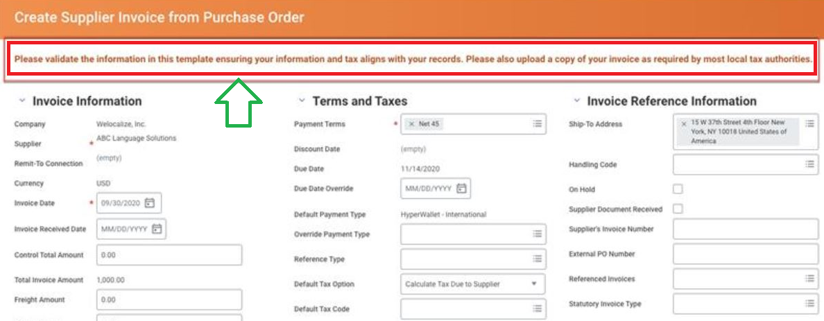 Workday: Creating Your Invoice from a Purchase Order – Welocalize
