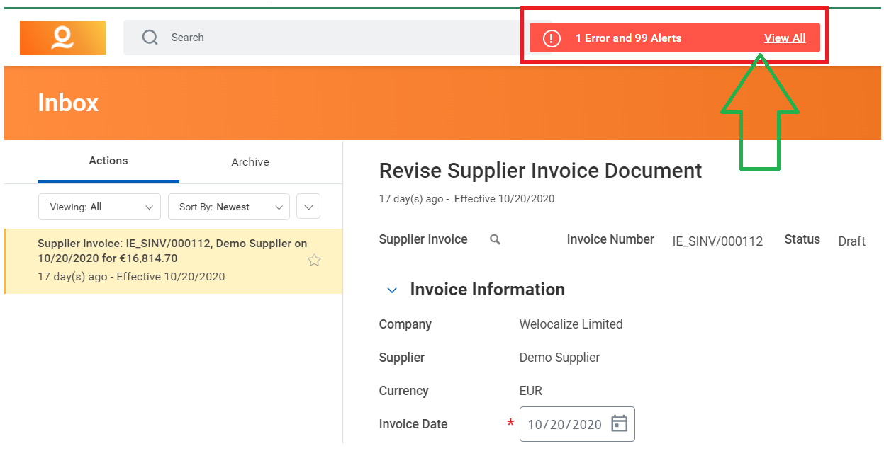 Workday: Draft Invoice – Welocalize